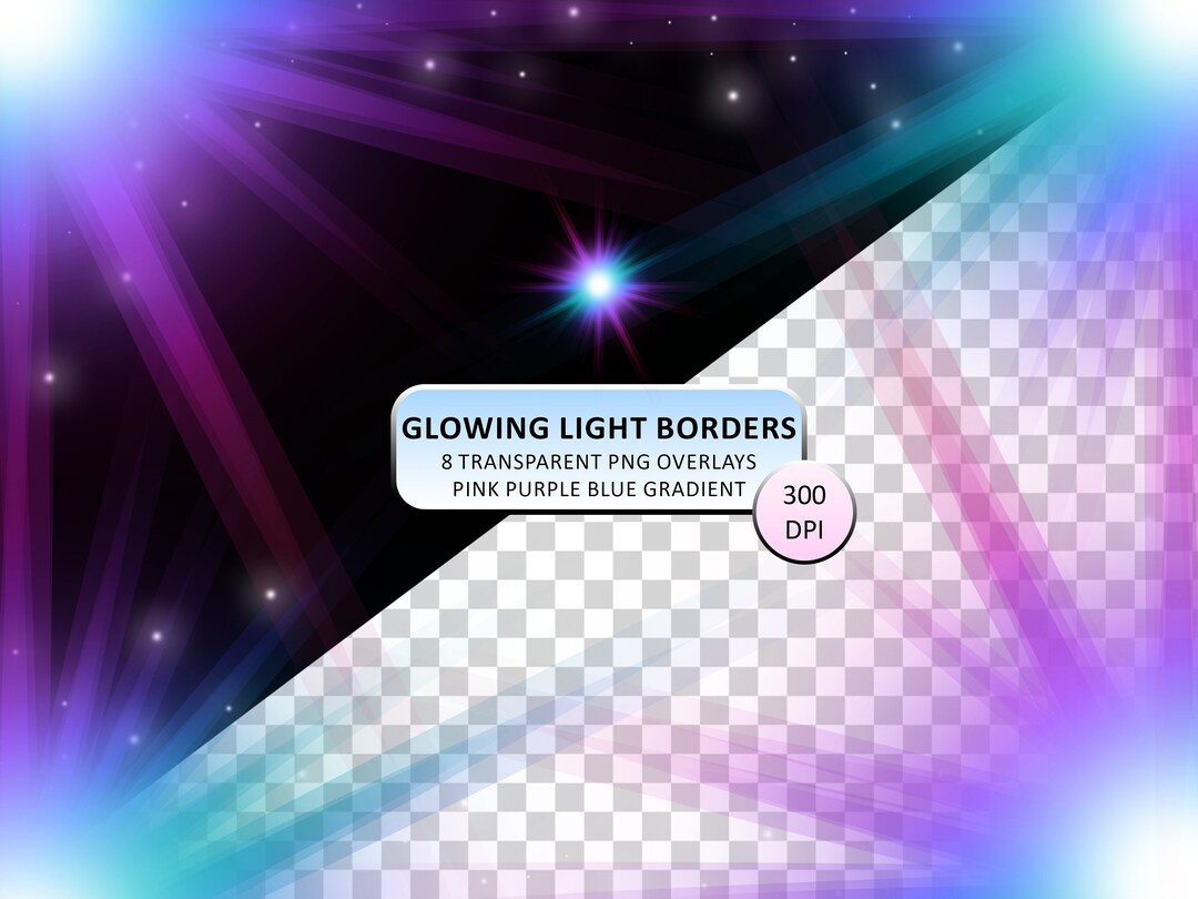 Purple Blue Glowing Light Border Digital Download, Starburst Light ...