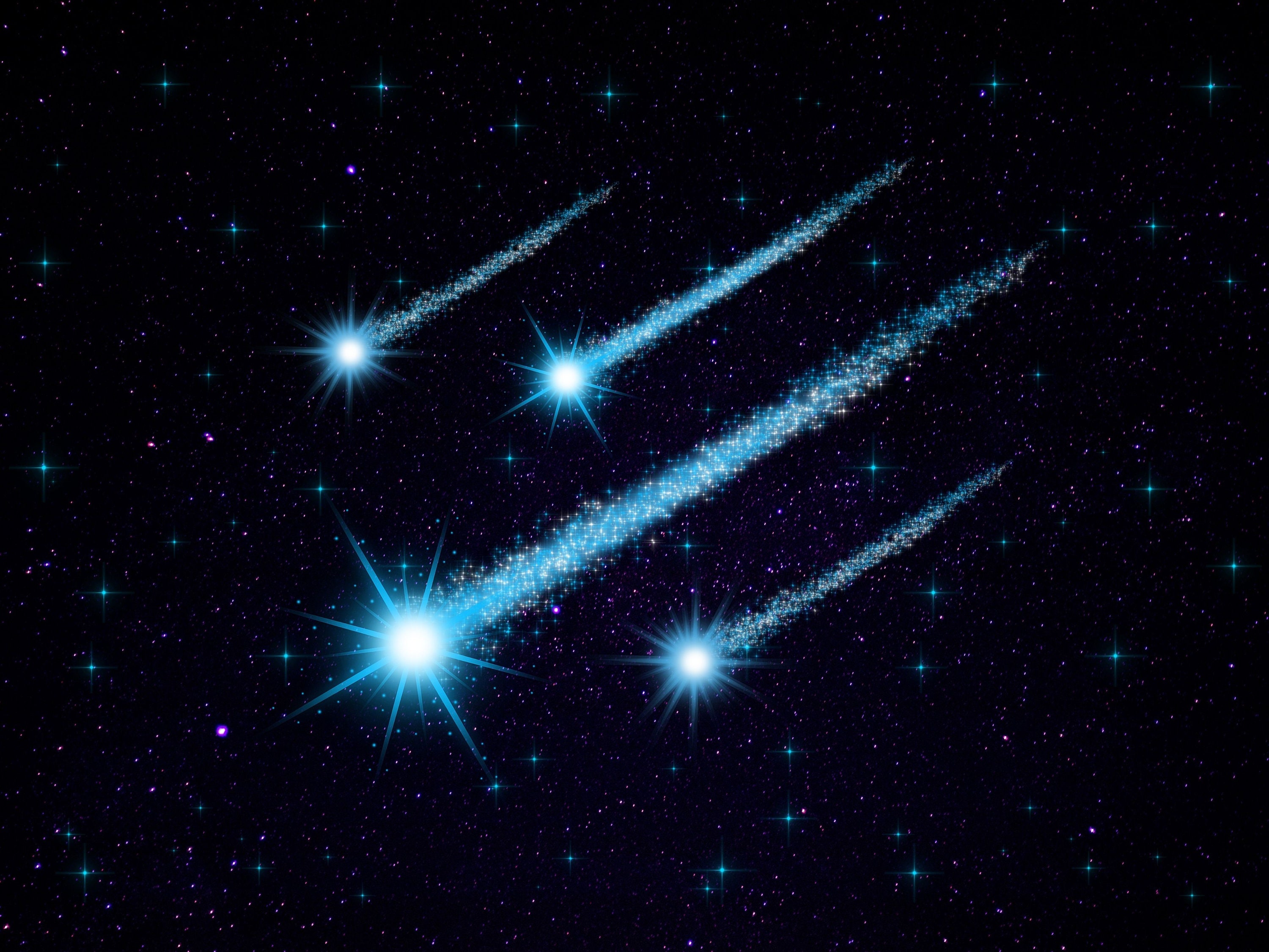 Blue Shooting Stars Clipart, Set of Bright Neon Falling Star PNG ...