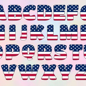 American Flag Alphabet PNG Set of USA Letter & Number Clipart Graphics ...