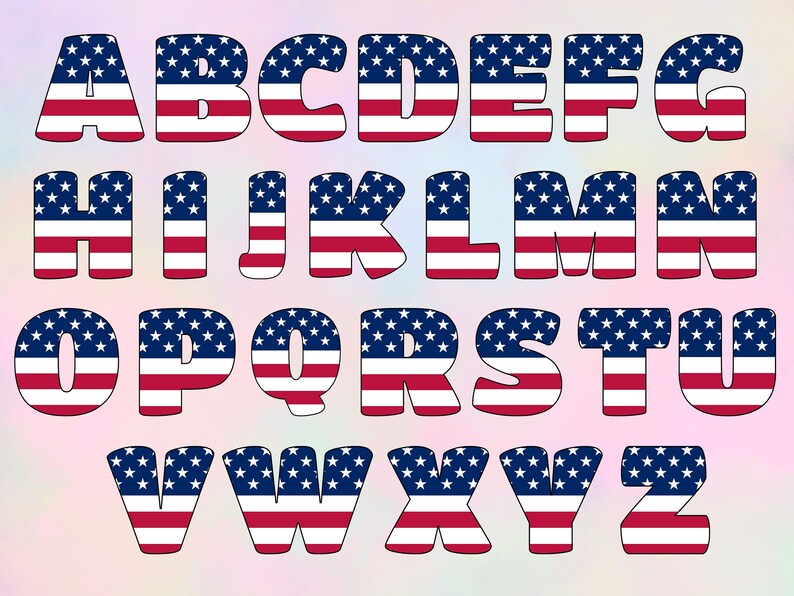 American Flag Alphabet PNG Set of USA Letter & Number Clipart Graphics ...