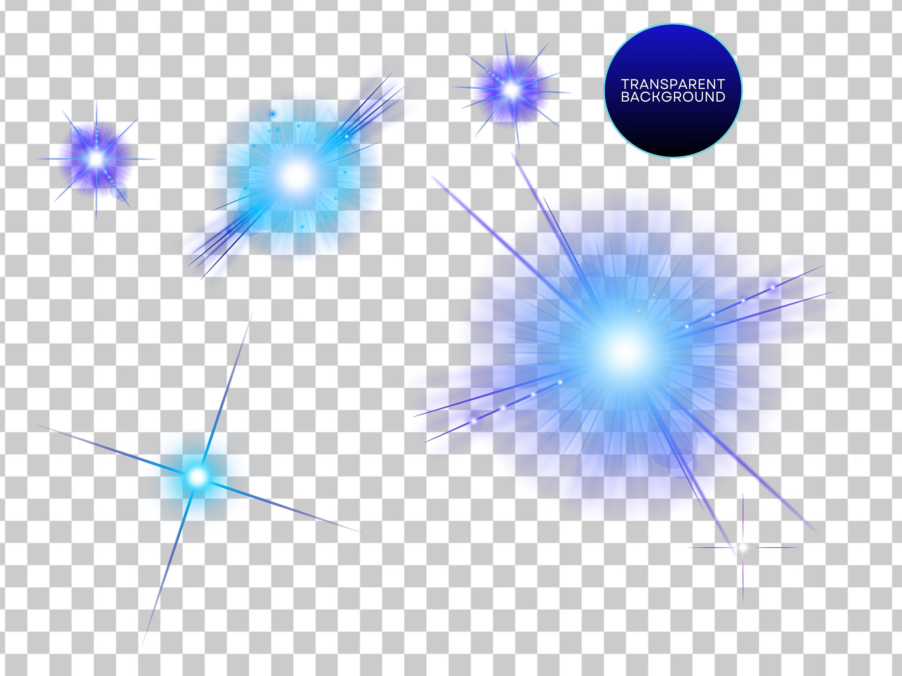 Blue Starburst PNG Overlay Set of 20 Neon Blue Star Clipart Transparent ...