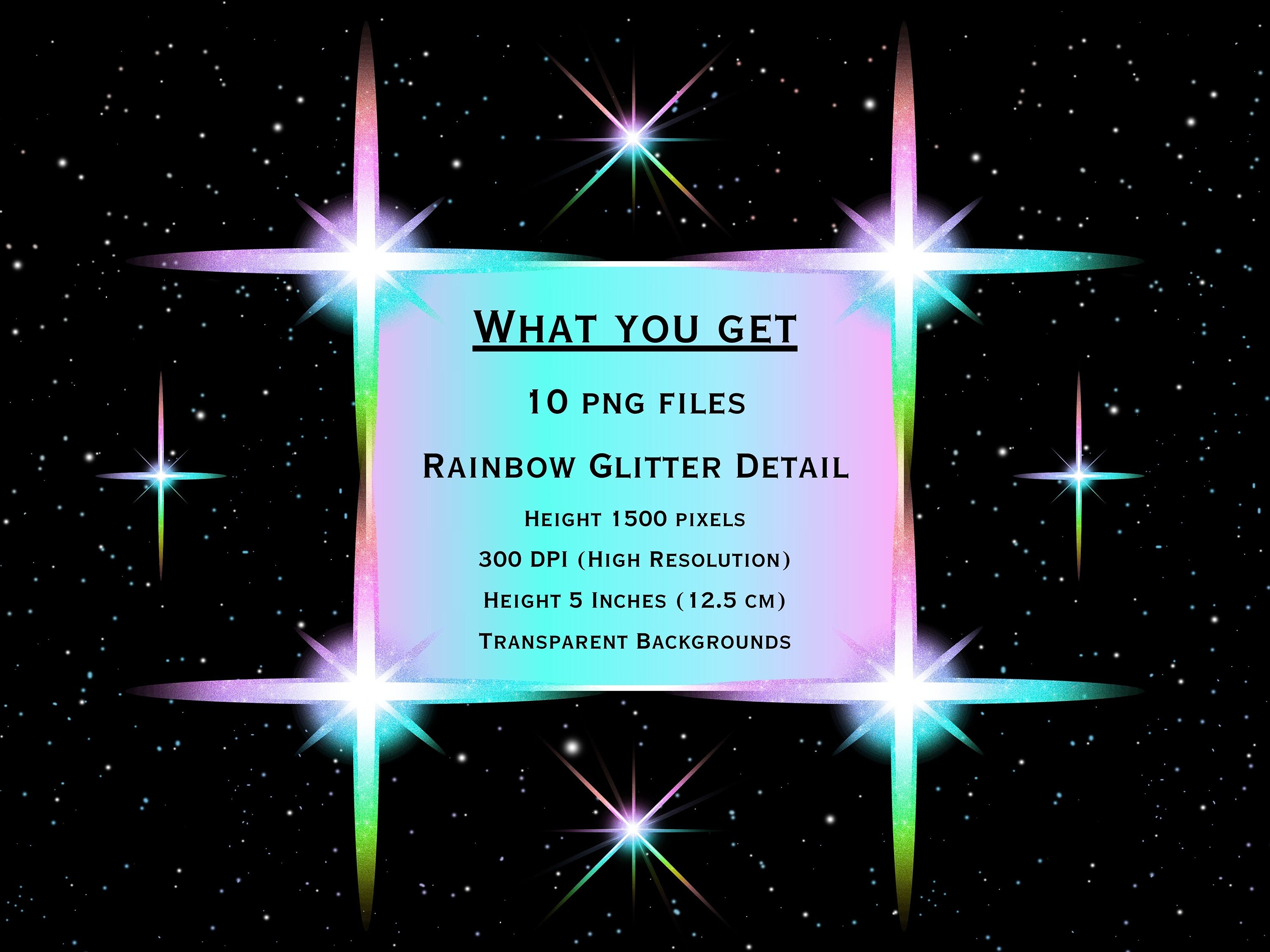Pastel Glowing Star Clipart, Pretty Rainbow Sparkle PNG Overlays With ...