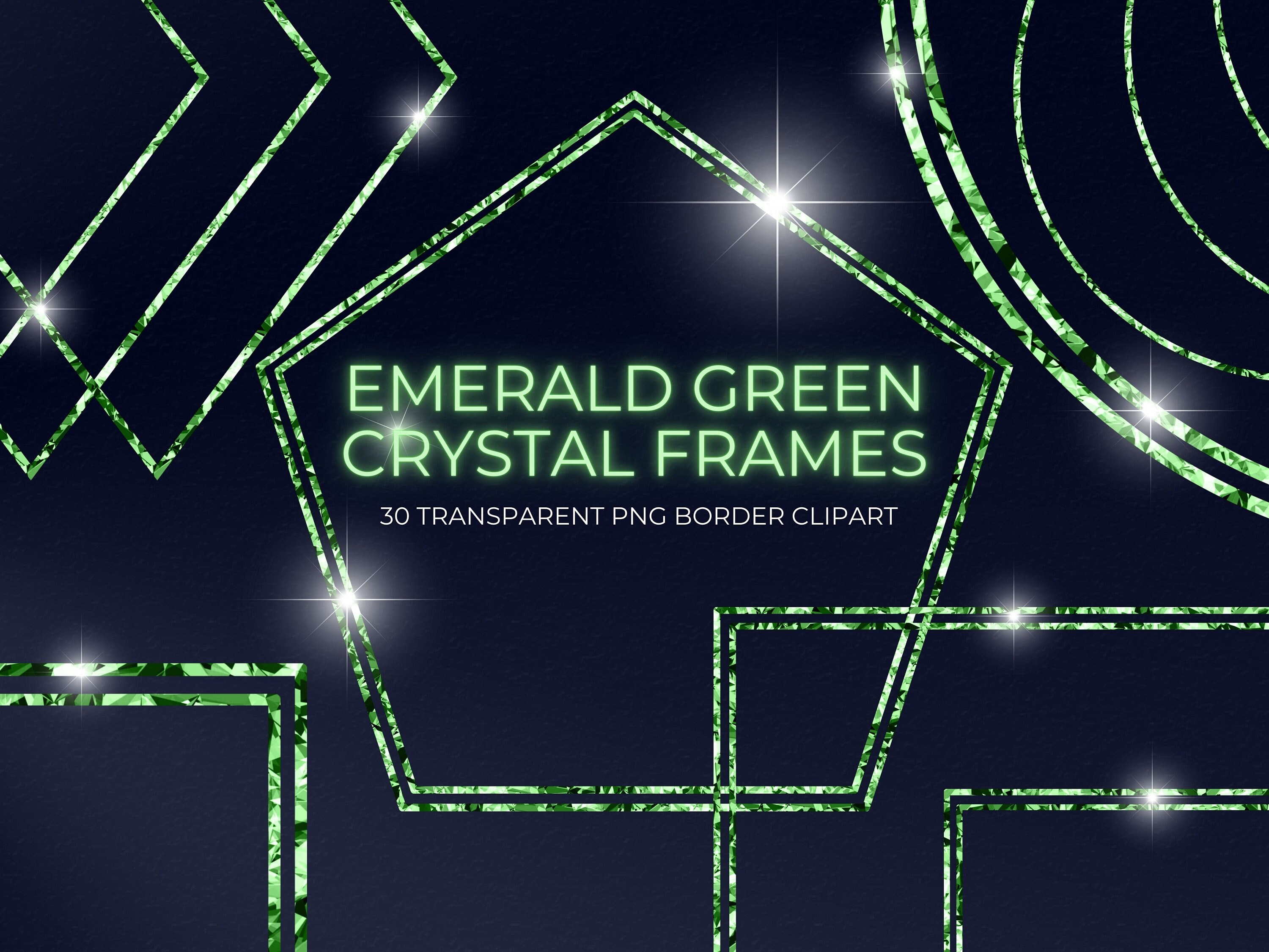 Emerald Green Frame Clipart, Crystal Green Border PNG, Elegant Emerald ...