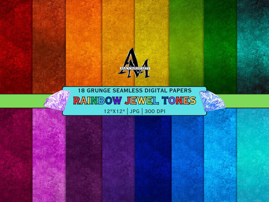 Jewel Tone Digital Paper, Bright Colourful Textured Seamless Pattern ...