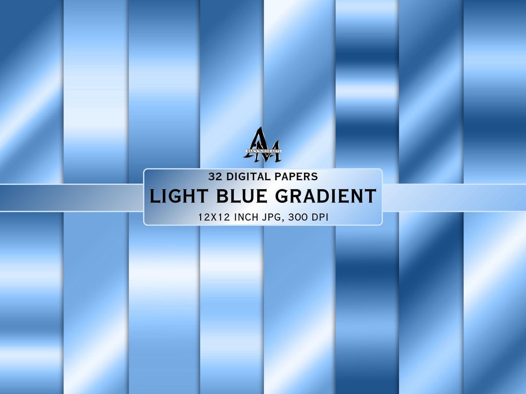 Metallic Blue Digital Papers, Light Blue Foil Backgrounds, Set of 32 ...