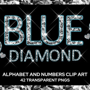 Blue Glitter Diamond Alphabet Clipart, Crystal Letters & Bling Numbers ...