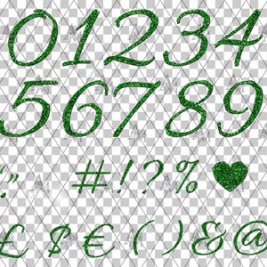 Green Glitter Script Alphabet Clipart for Christmas or St Patricks Day ...