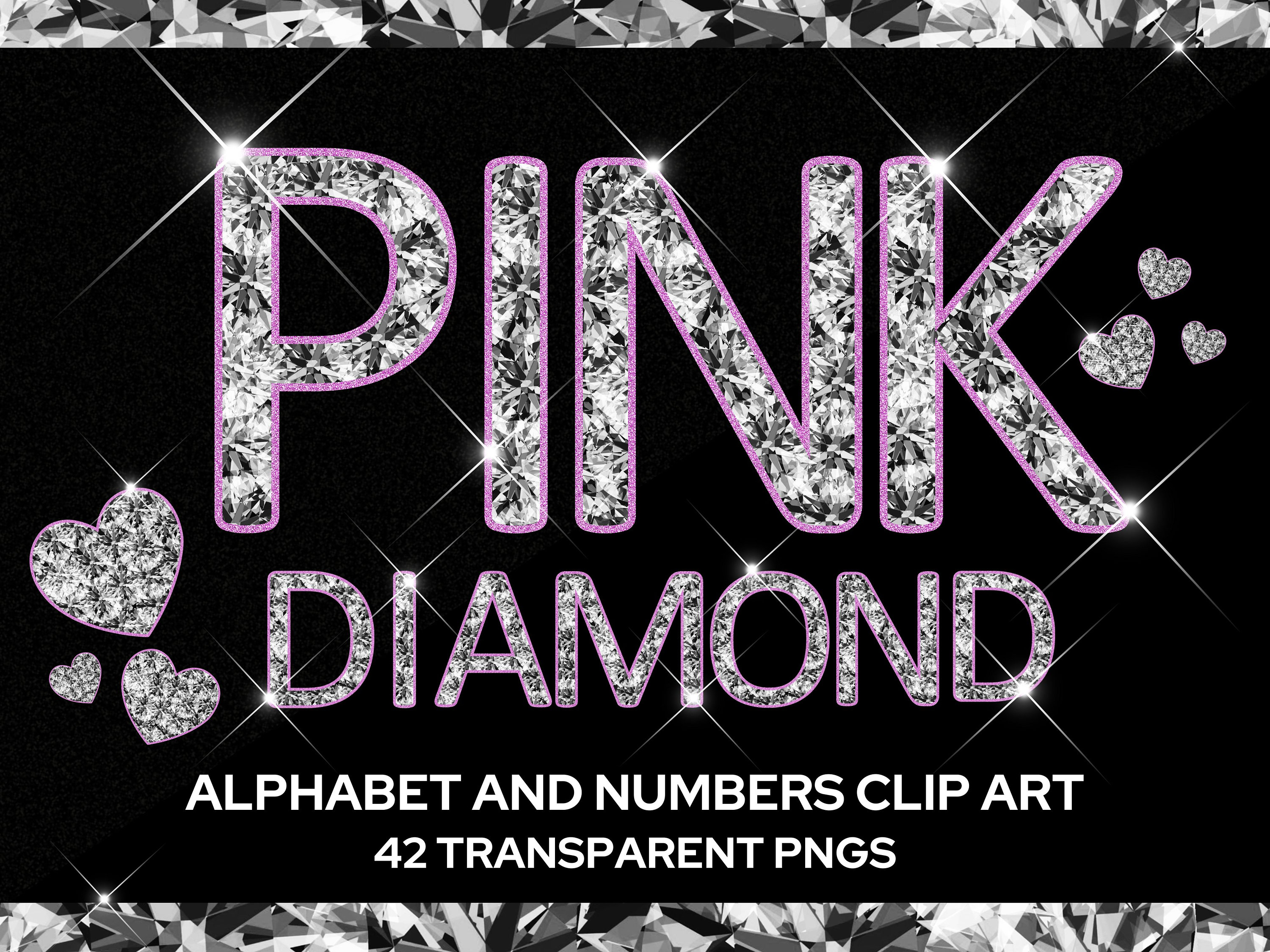 Diamond Alphabet Clipart, Pink Diamond Letters & Diamond Numbers ...