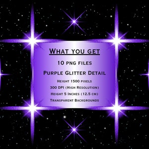 Purple Glitter Star Clipart Set of Glowing Sparkle PNG, Neon Purple ...