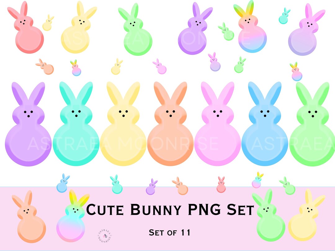 Pastel Easter Bunny Clipart, Rainbow Peeps PNG Bunny Clip Art, Cute ...