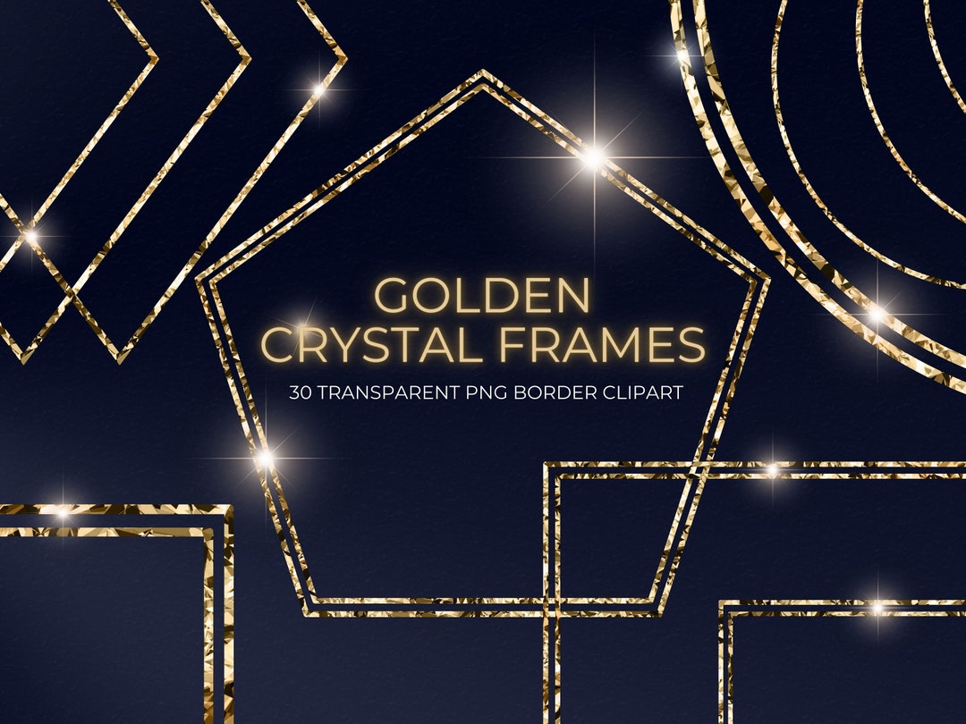 Gold Frame Clipart, Golden Crystal Diamond Borders PNG, Glam Luxury ...