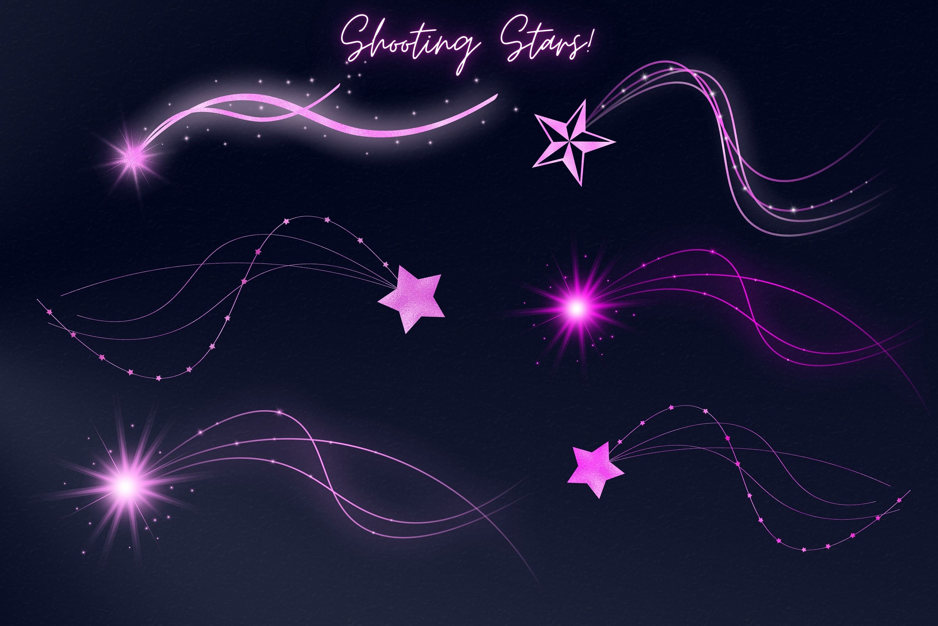 Pink Celestial Clipart, PNG Cosmic Elements Clip Art Bundle, Glowing ...