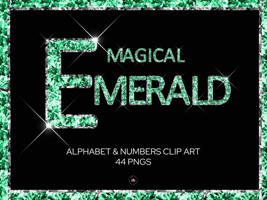 Emerald Alphabet Clipart, Green Diamond Alphabet Sparkle Letters ...