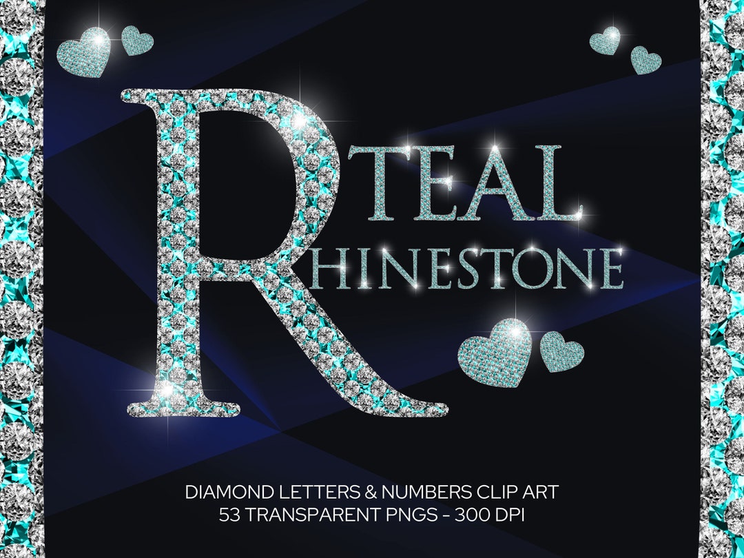 Teal Diamond Alphabet Clipart PNG Set of Diamond Letters and Numbers ...