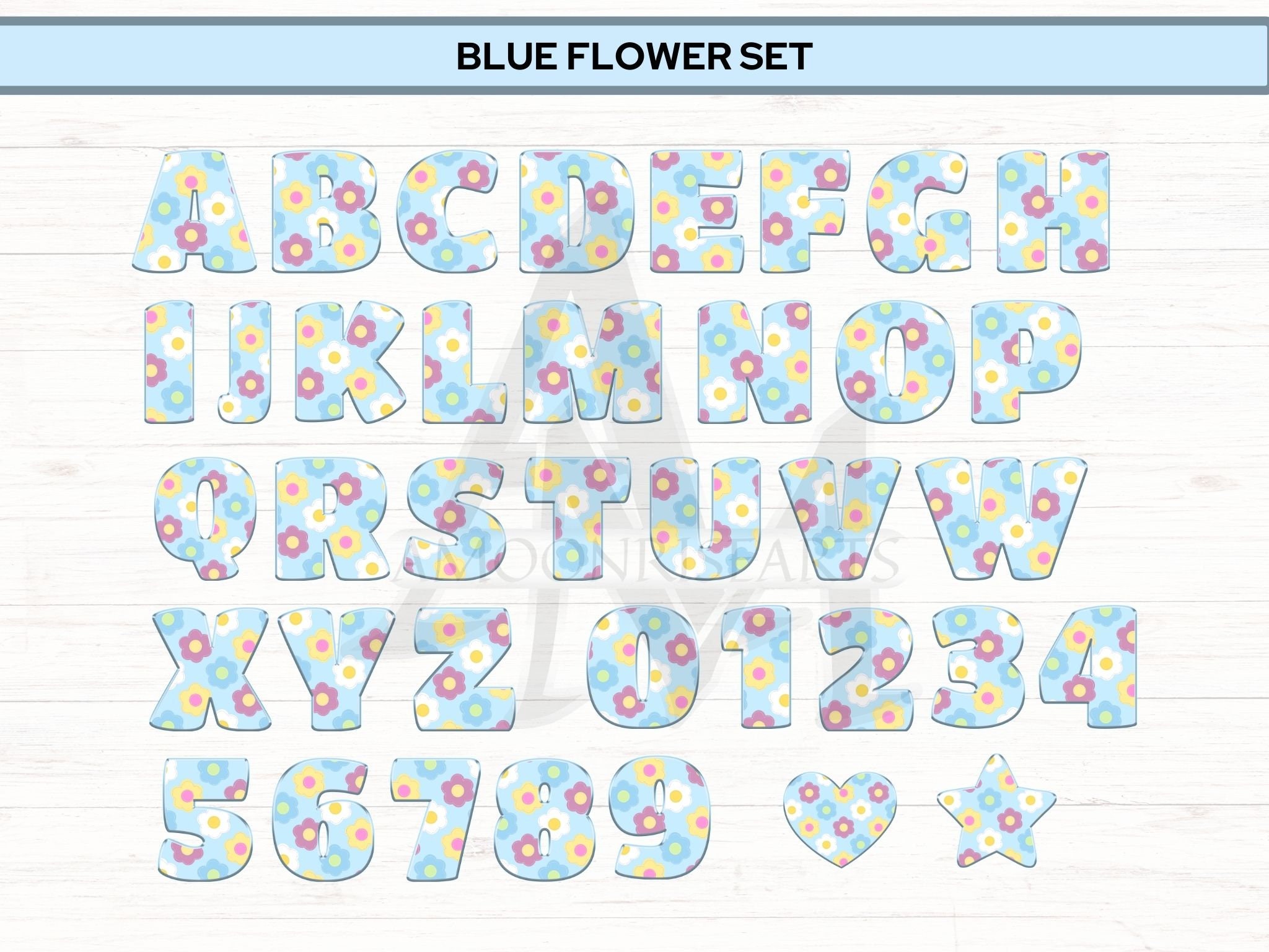 Cute Alphabet Clipart PNG Set of 4 Girly Doodle Letters & Numbers ...