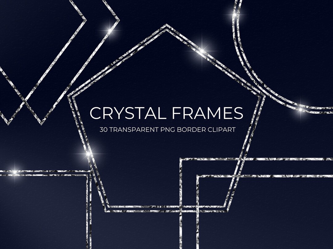 Diamond Frame Clipart, White Luxury Crystal Frame PNG Clip Art, Set of ...