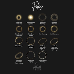 Gold Glitter Circle Overlays – Sparkle Frame Clipart (PNG Digital ...