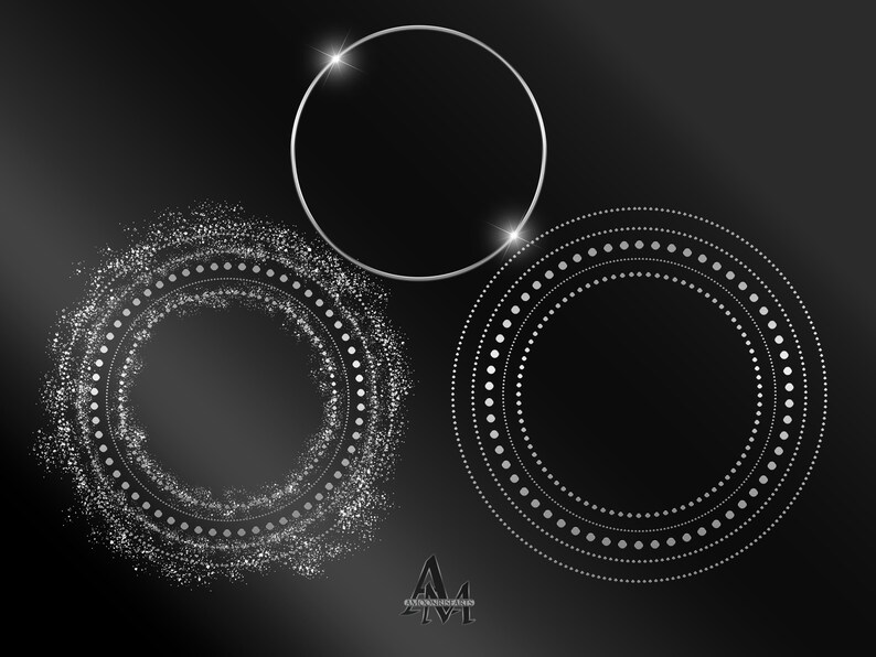 Silver Glitter Circle Overlays – Sparkle Frame Clipart (PNG Digital ...