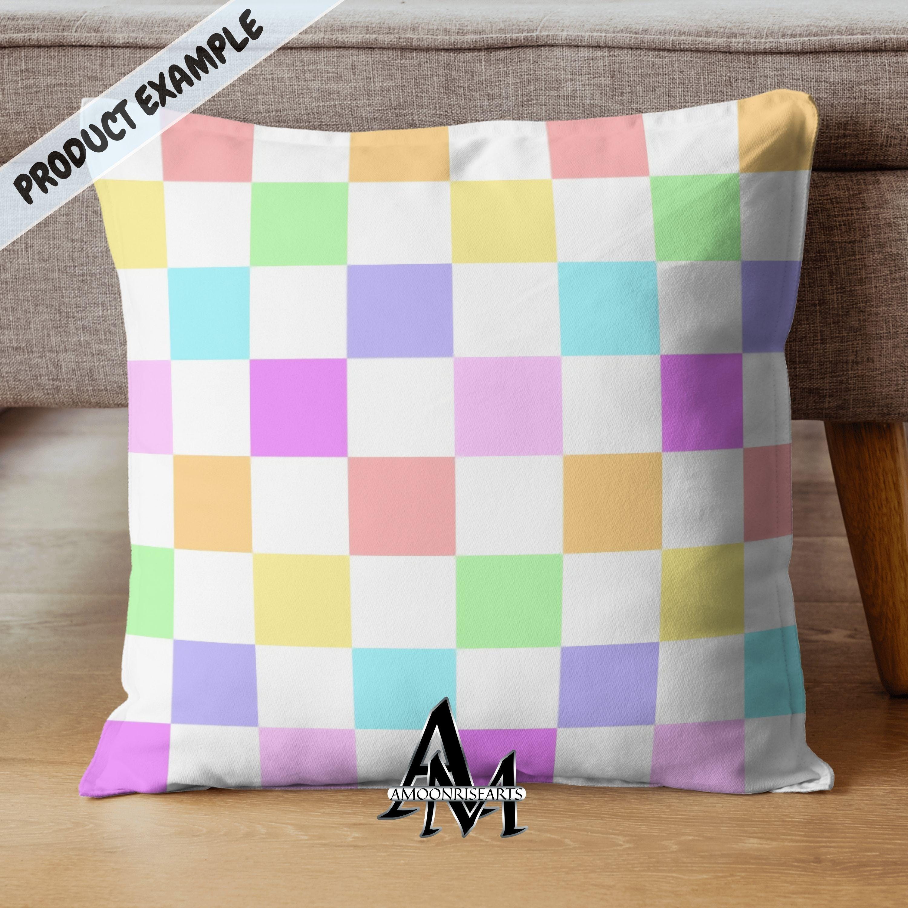 Pastel Rainbow Checkerboard Seamless Pattern on White, Colourful Plaid ...