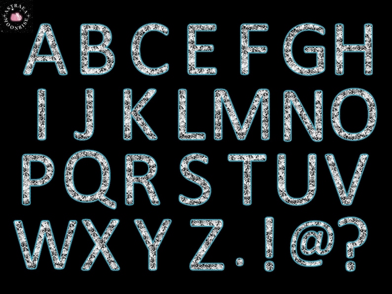 Blue Glitter Diamond Alphabet Clipart, Crystal Letters & Bling Numbers ...