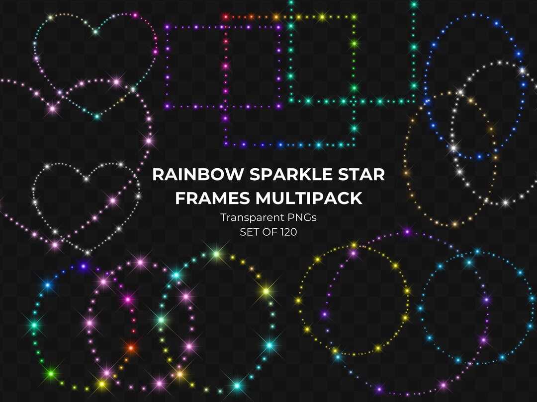 Rainbow Sparkle Frame Clipart Multipack Bundle of 120 Colourful Star ...
