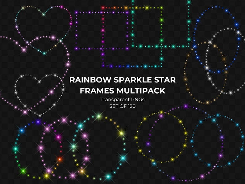 Rainbow Sparkle Frame Clipart Multipack Bundle of 120 Colourful Star ...