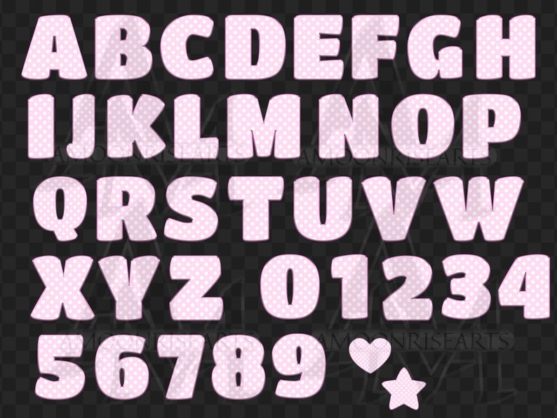 Pink Polka Dot Alphabet Clipart PNG Set of Cute Girly Letters and ...