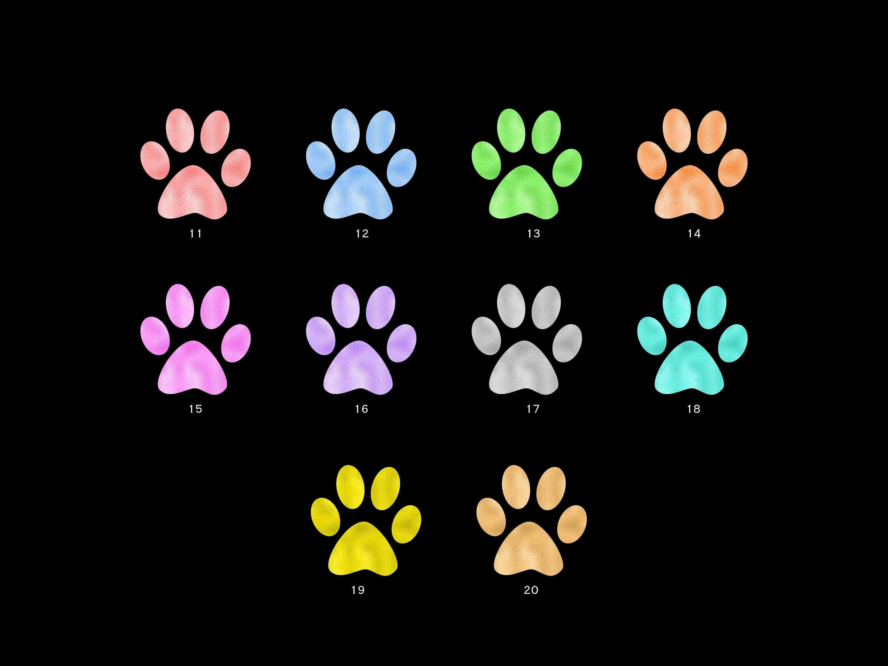 Paw Print Clipart Pngs in Rainbow Colours, Pawprint PNG Bundle, Dog Paw ...