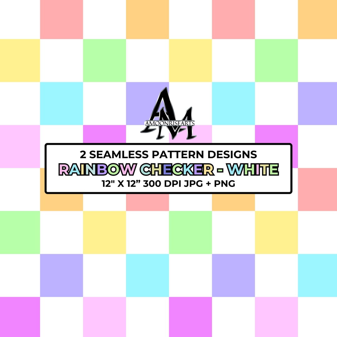 Pastel Rainbow Checkerboard Seamless Pattern on White, Colourful Plaid ...
