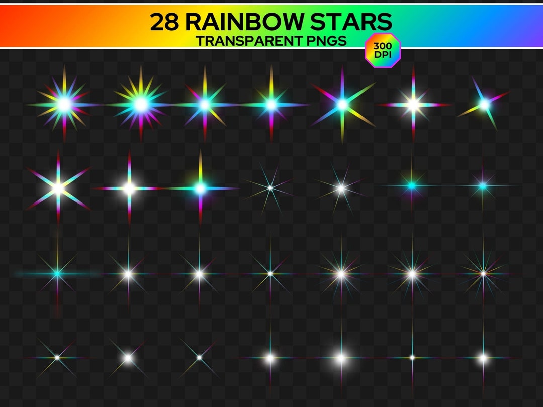 Rainbow Star Sparkle PNG Clipart, Colorful Lens Flare Overlays (digital ...