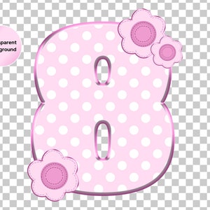 Pink Alphabet Clipart With Cherry Blossom Daisy Dot PNG Set of Cute ...