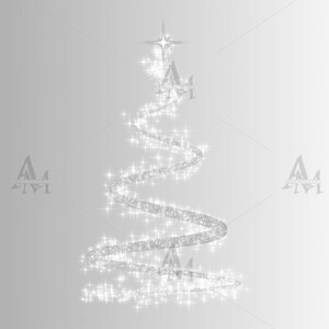 Sparkle Christmas Tree PNG, Spiral Silver Glitter Christmas Tree ...