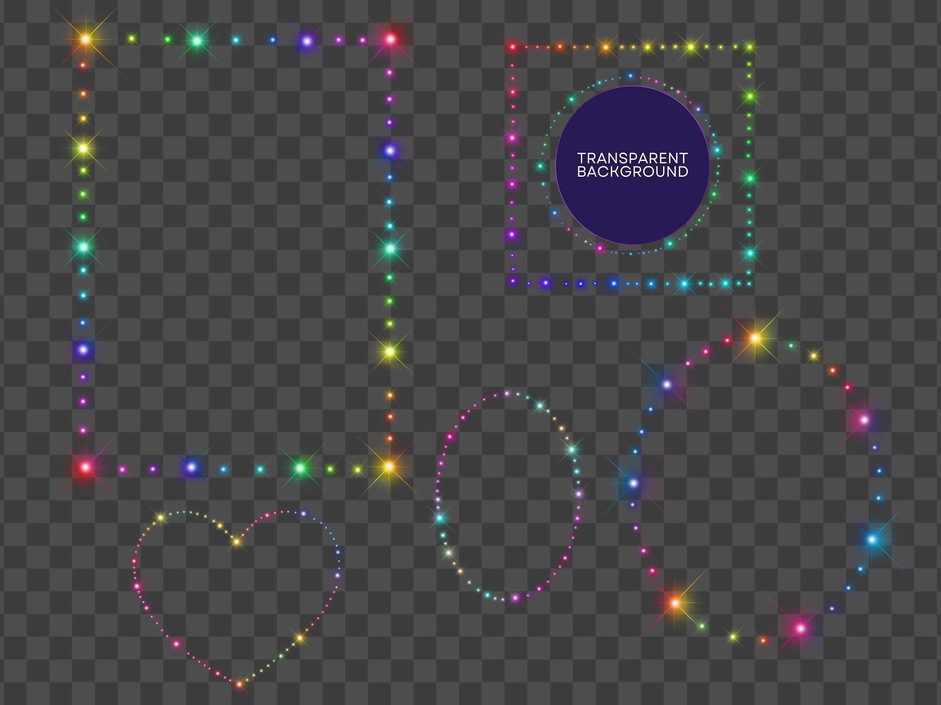 Rainbow Sparkle Frames PNG Set, Star Glitter Frames Clipart, Colourful ...