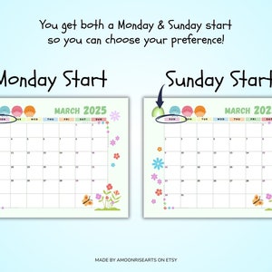 Cute 2025 Calendar Printable, Monthly Calendar 2025, Colourful Fridge ...