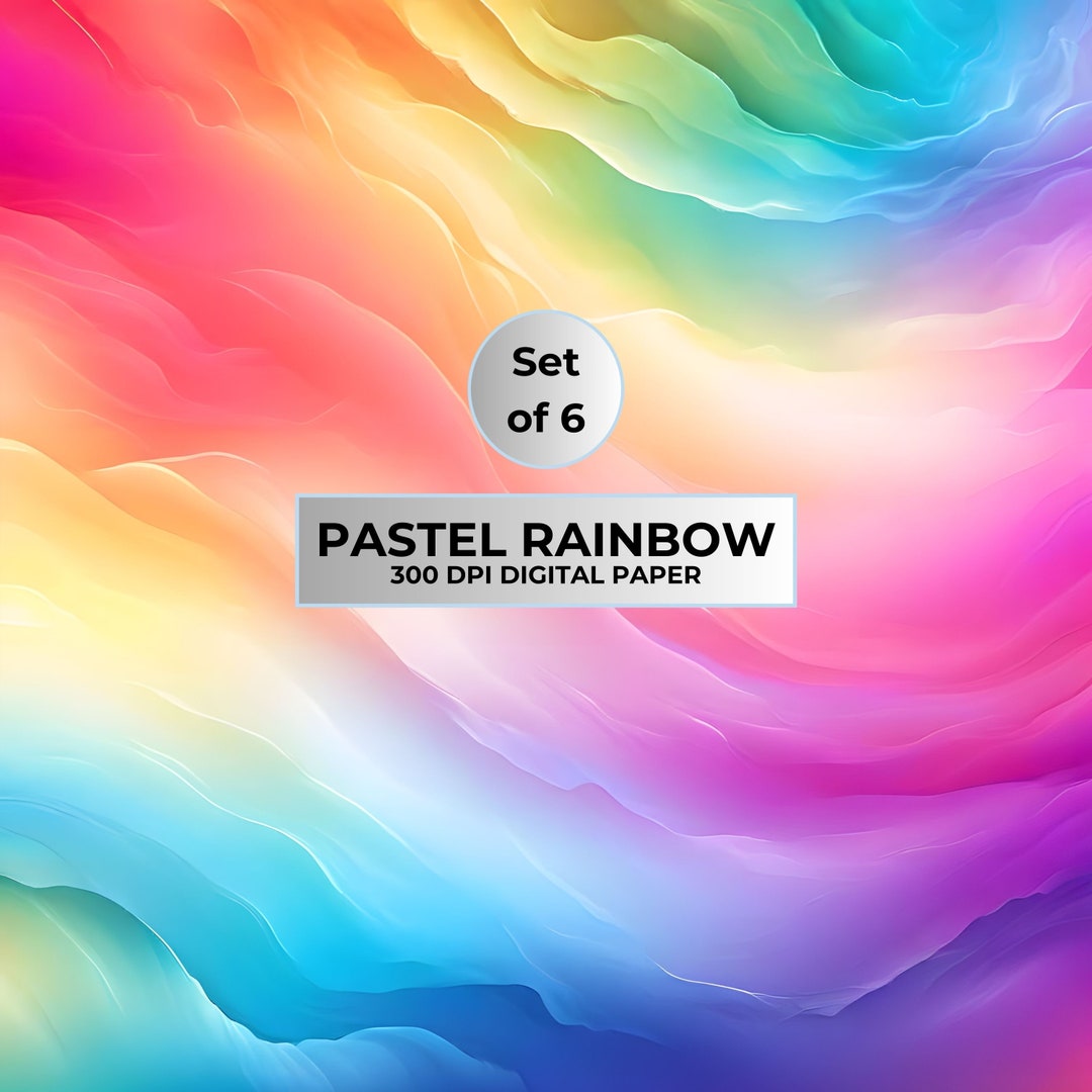Pastel Rainbow Digital Paper, Bright Colourful Backgrounds for ...