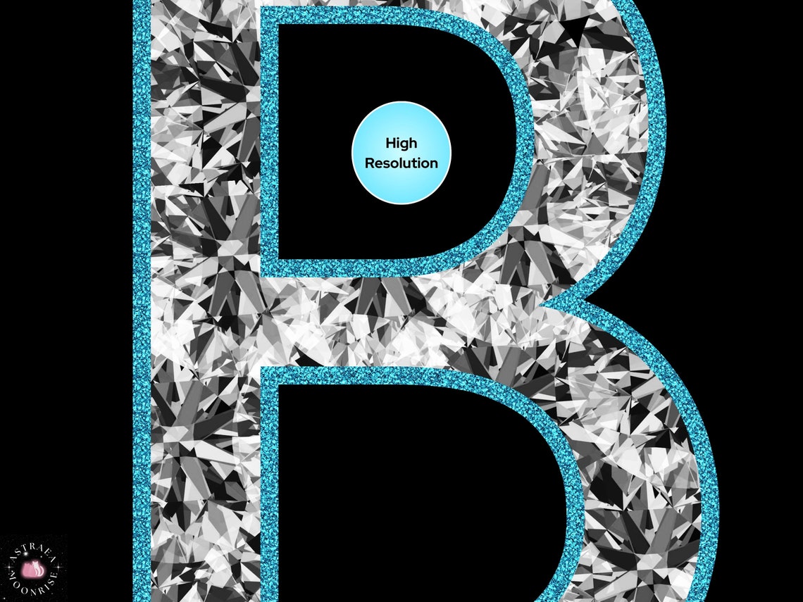 Blue Glitter Diamond Alphabet Clipart, Crystal Letters & Bling Numbers ...