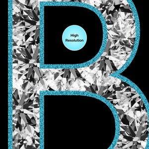 Blue Glitter Diamond Alphabet Clipart, Crystal Letters & Bling Numbers ...