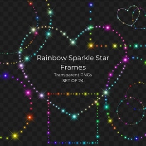 Rainbow Sparkle Frames PNG Set, Star Glitter Frames Clipart, Colourful ...