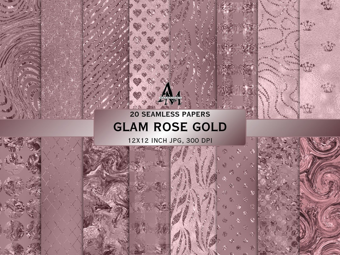 Rose Gold Digital Paper, Luxury Rose Gold Seamless Pattern, Metallic ...