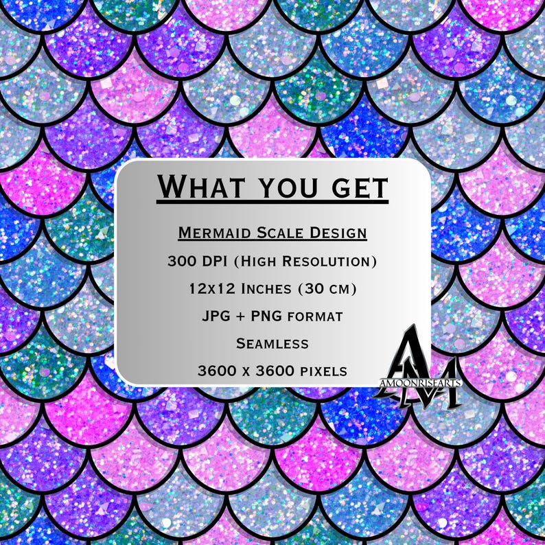 Holographic Glitter Mermaid Scales Seamless Pattern, Instant Digital ...