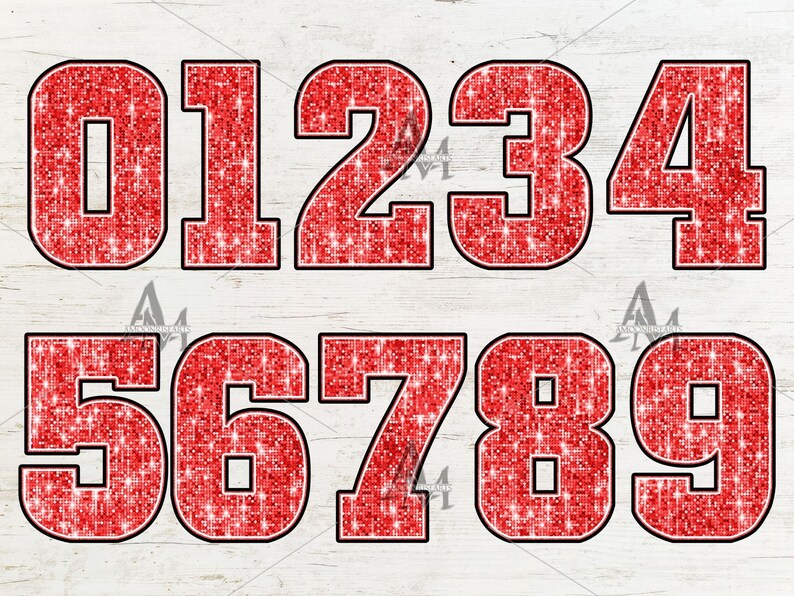 Red Varsity Alphabet Clipart, Red Sequin Letter & Number PNG Set, Red ...