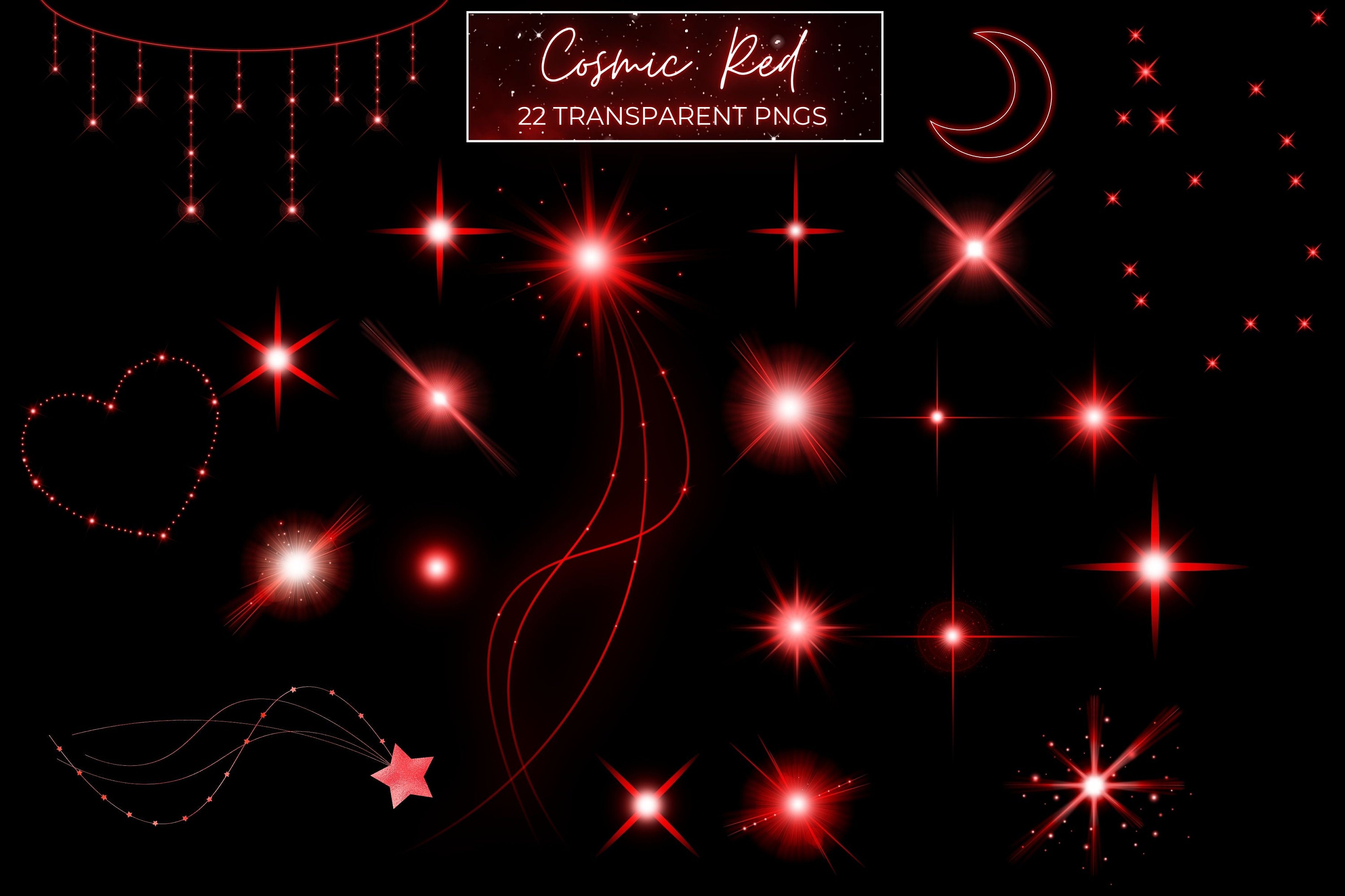 Red Star PNG Clipart, Galaxy Cosmos Overlays (digital Download) - Etsy
