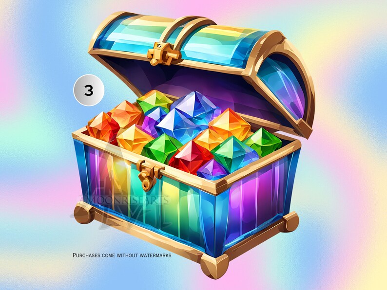 Treasure Chest PNG, Colourful Treasure Clipart With Jewels and Gems ...
