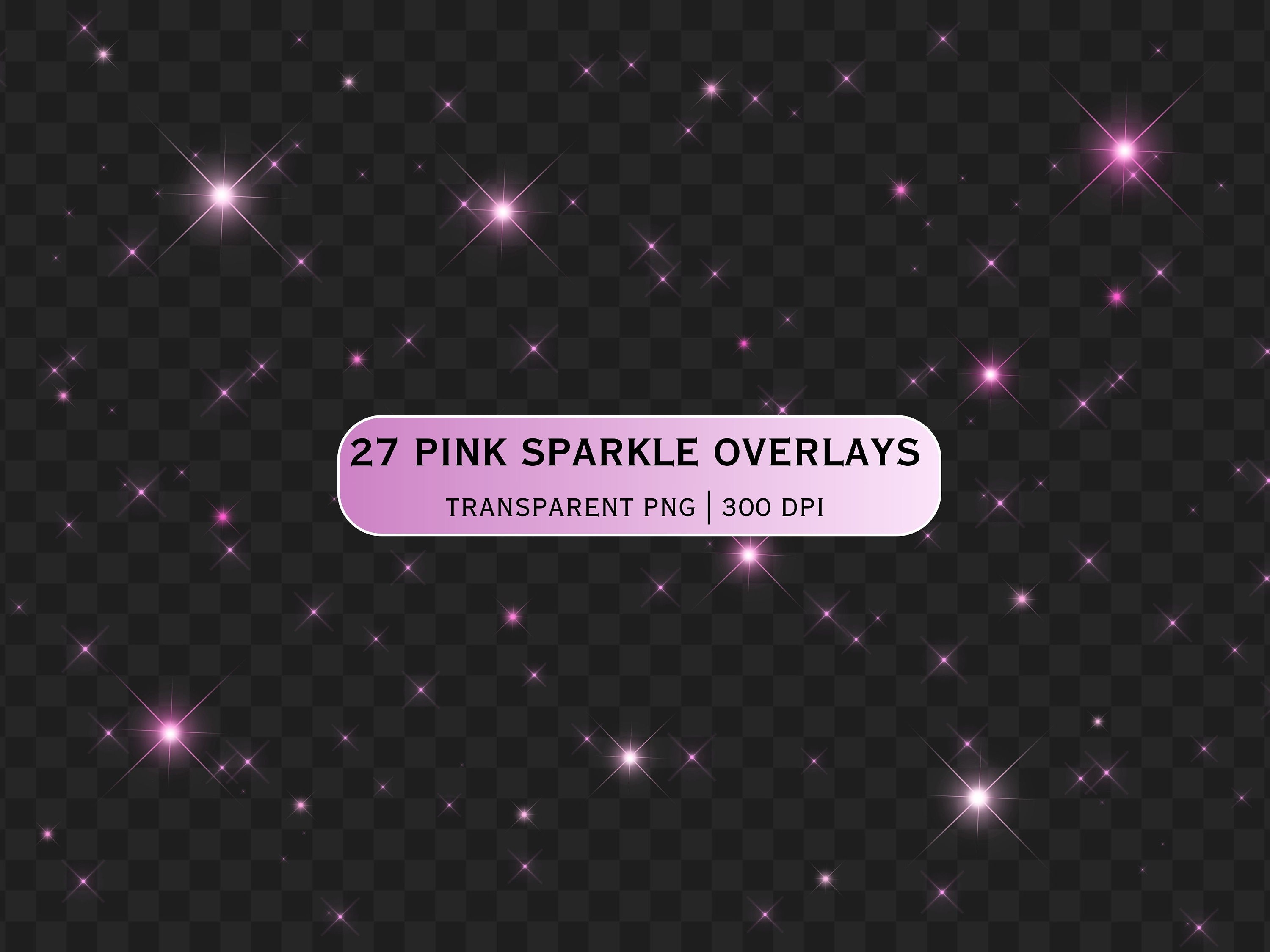 Pink Glitter Star Overlays: PNG Clipart, Transparent Background ...