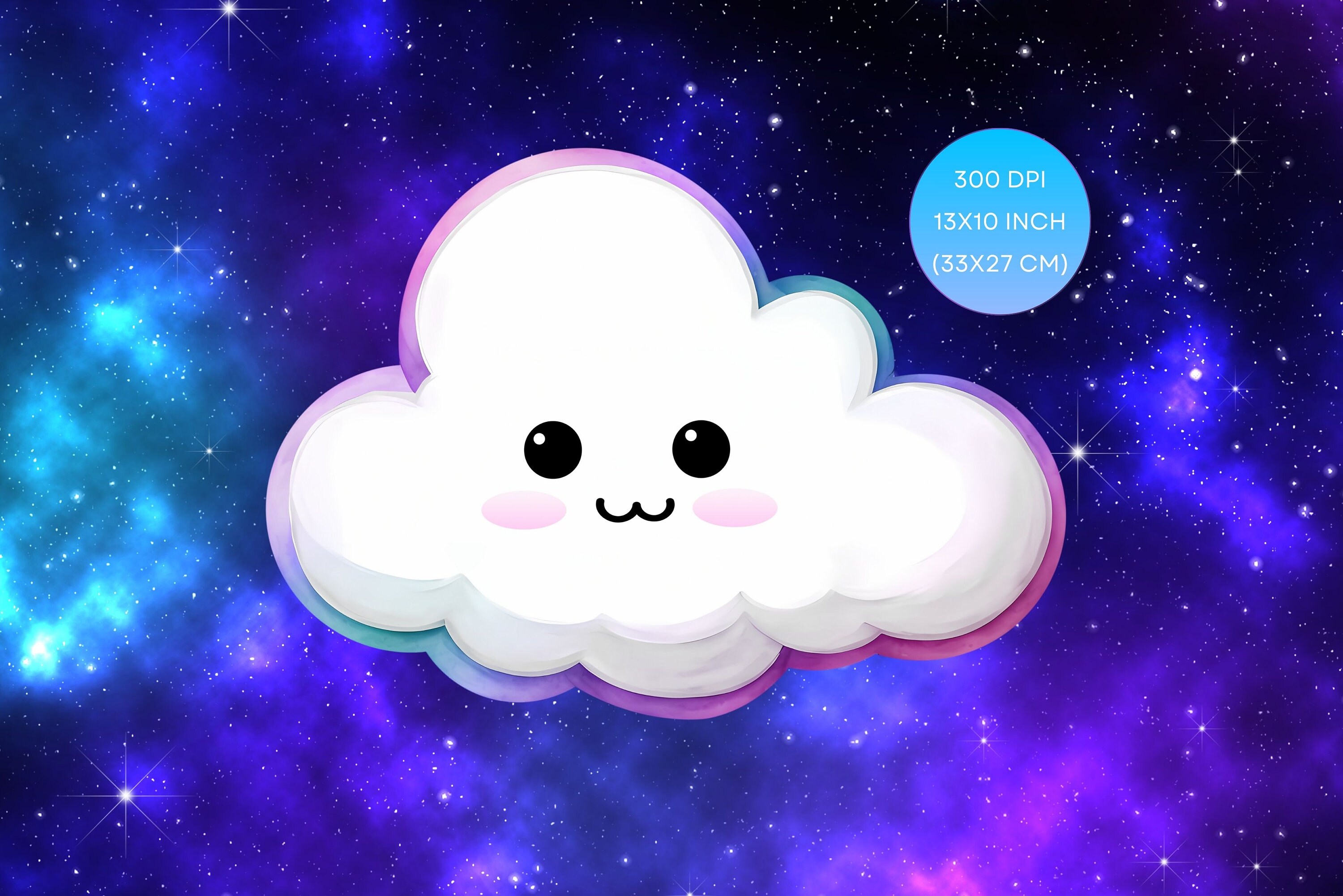 Cute Clouds Clipart, Kawaii Cloud PNG Set of Watercolour Clouds With ...