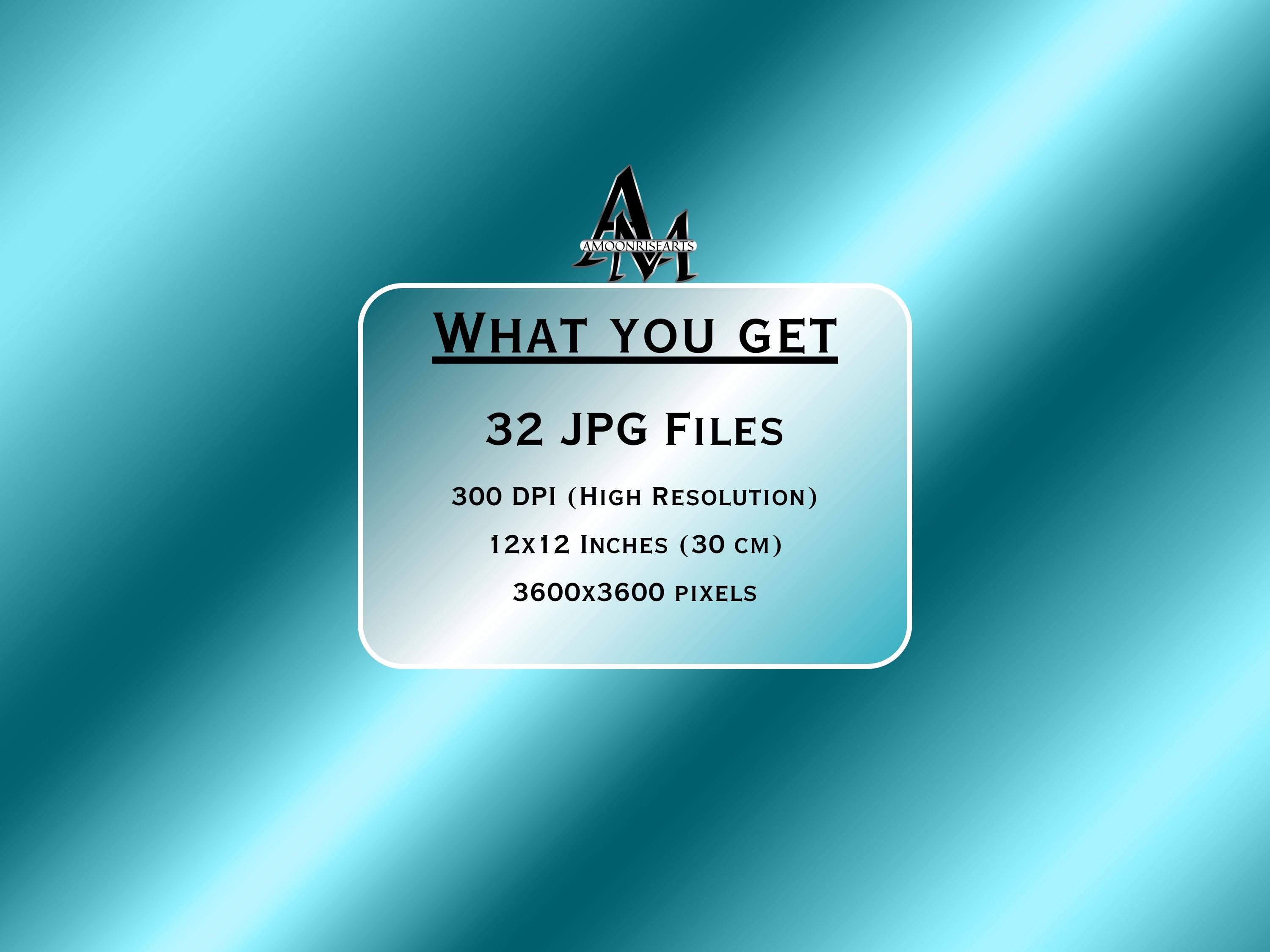 Turquoise Gradient Digital Papers, Aquamarine Foil Backgrounds, Set of ...