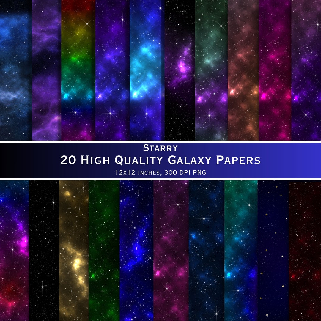 Galaxy Digital Papers Set of 20, Galaxy Background PNG, Purple, Red ...