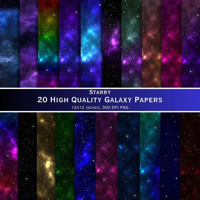 Colorful Galaxy Backgrounds, Starry Night Digital Paper (digital ...