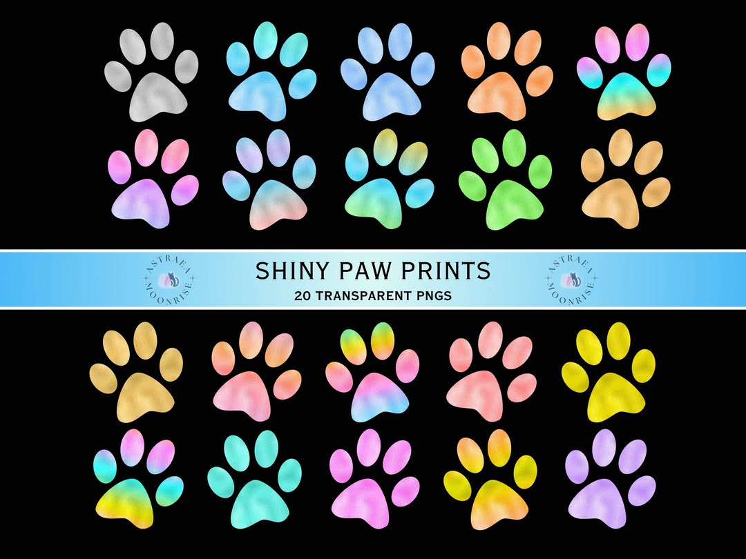 Paw Print Clipart Pngs in Rainbow Colours, Pawprint PNG Bundle, Dog Paw ...