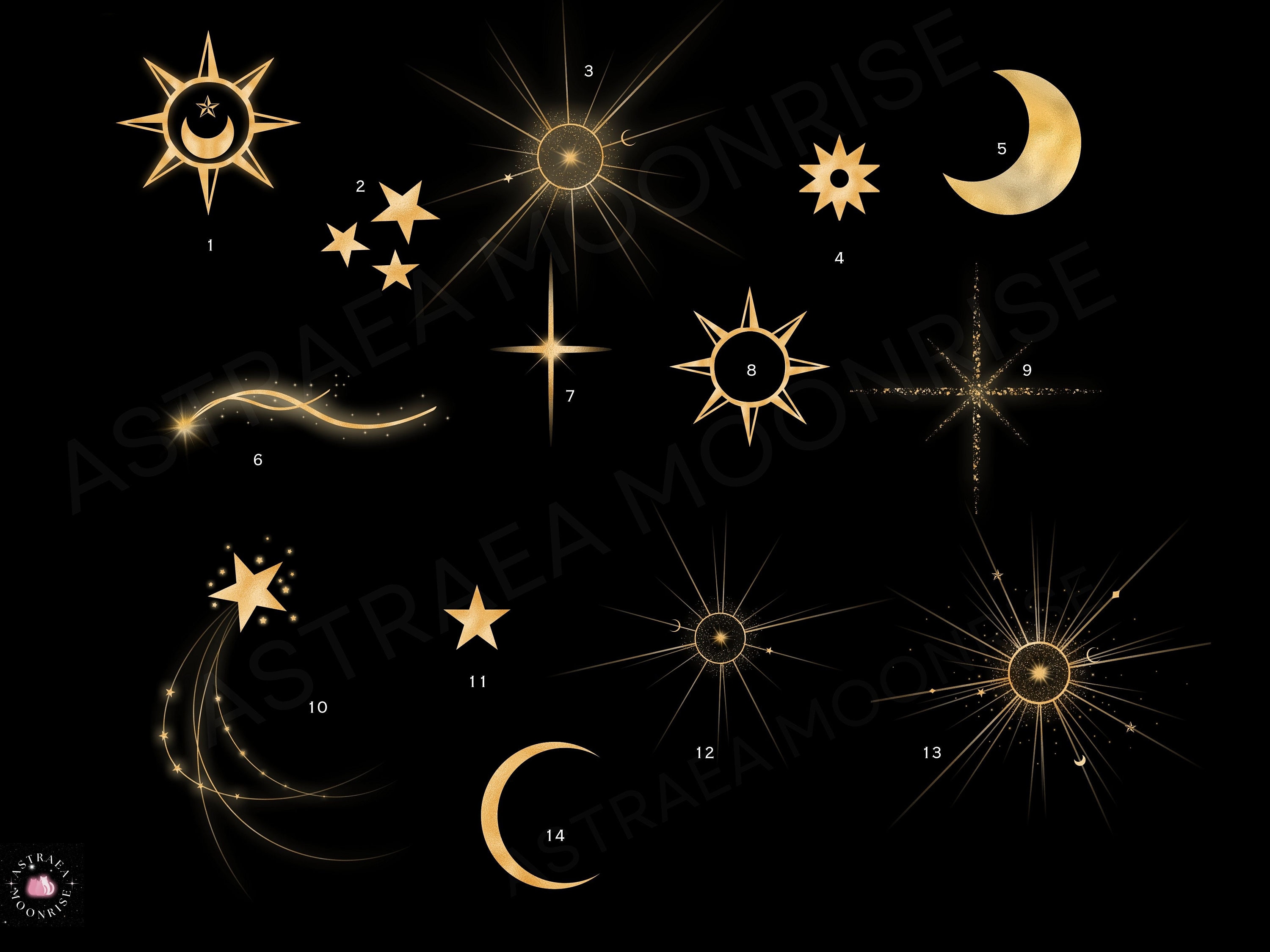 Gold Celestial Clipart, Cosmic Elements, Transparent Pngs, Astrology ...